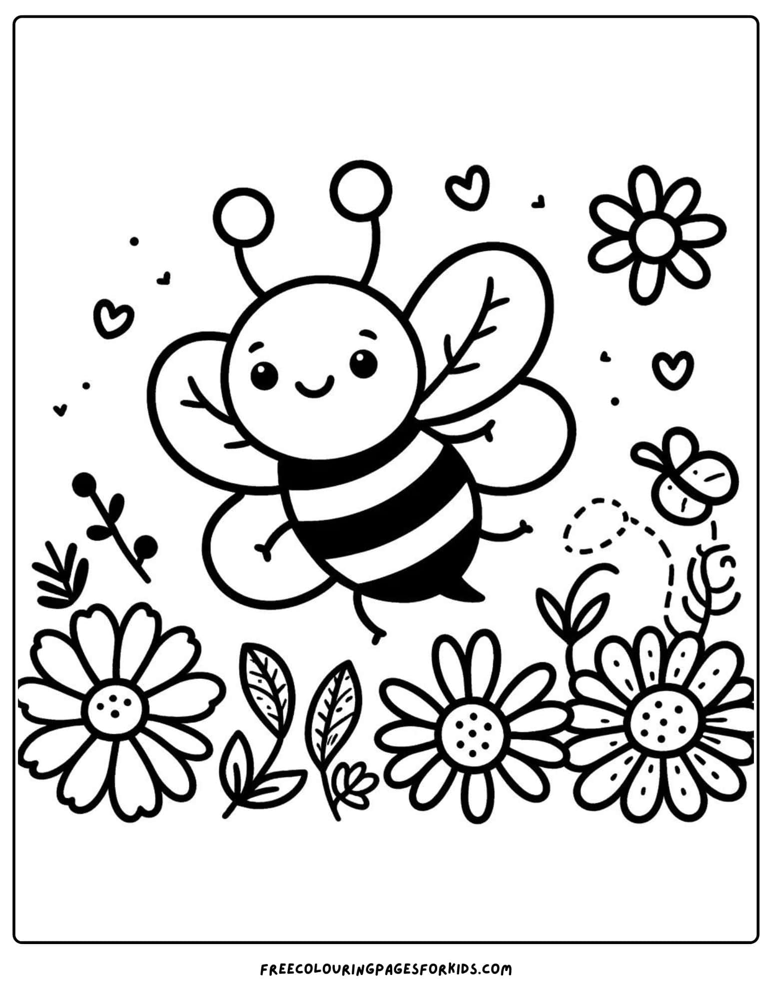 A Bee Flying Among Flowers