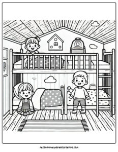24 Kid's Bedroom Coloring Pages