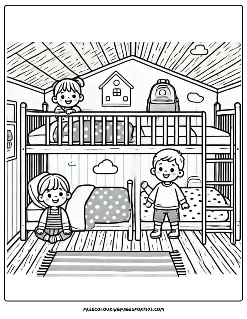 24 Kid's Bedroom Coloring Pages