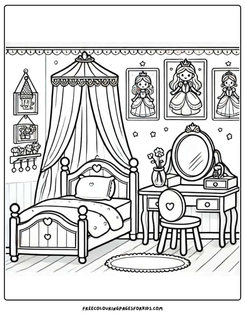 24 Kid's Bedroom Coloring Pages