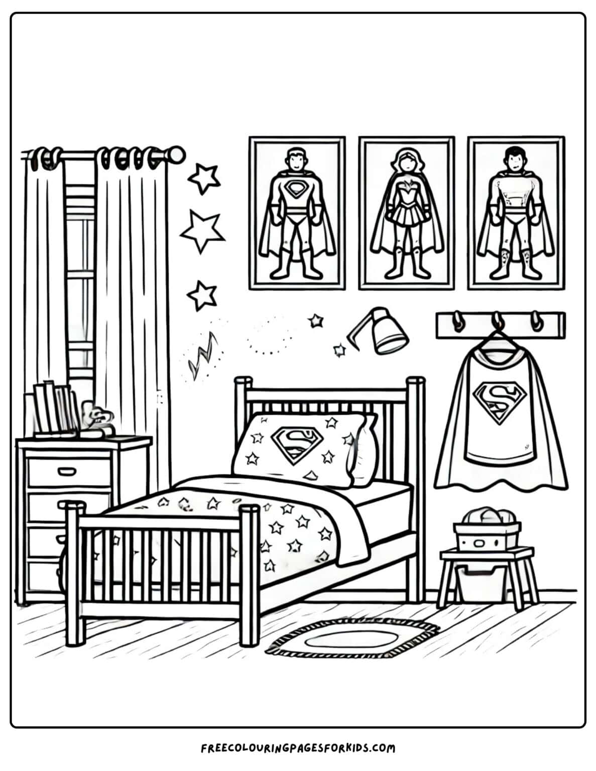 24 Kid's Bedroom Coloring Pages