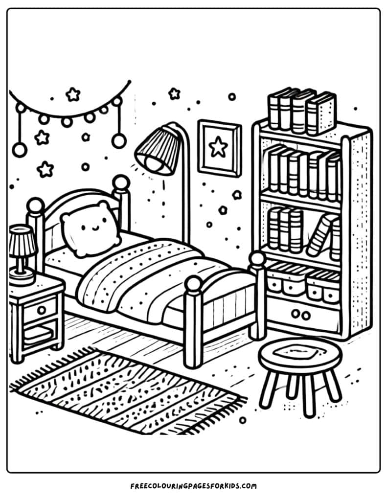 24 Kid's Bedroom Coloring Pages