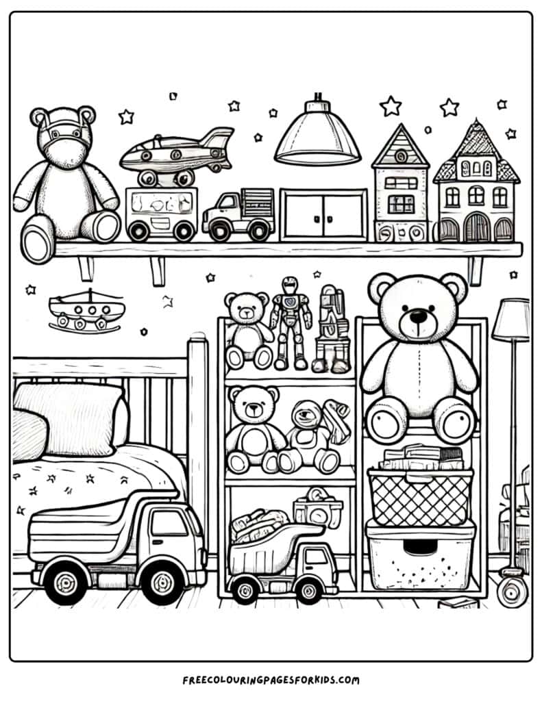 24 Kid's Bedroom Coloring Pages