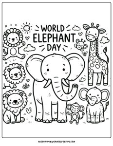 23 World Elephant Day Coloring Pages