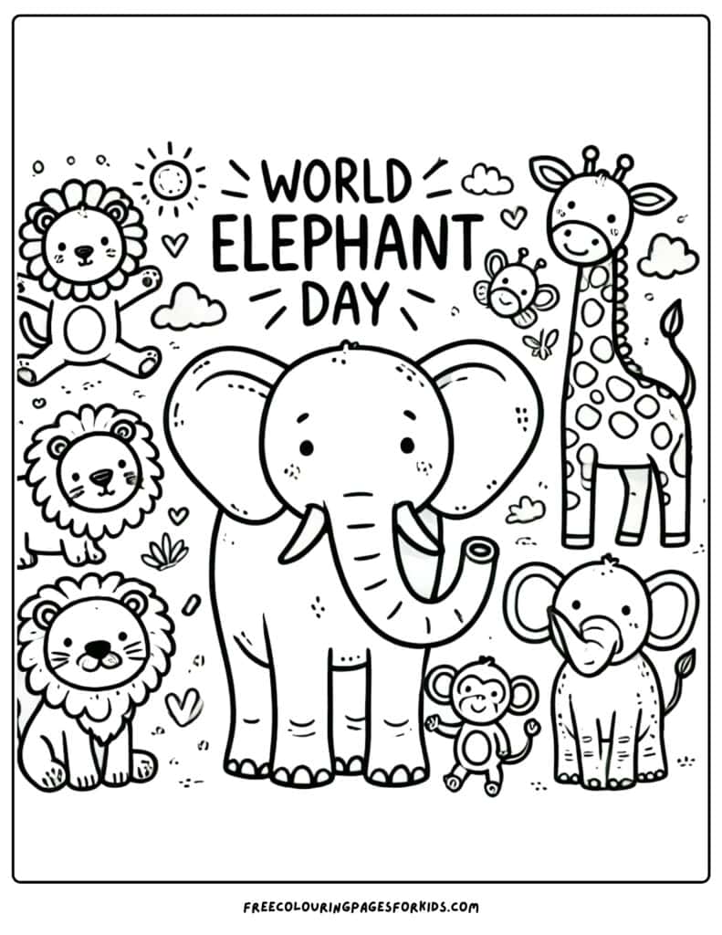 23 World Elephant Day Coloring Pages