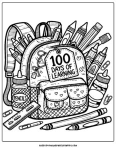 100 Days of School Coloring Pages
