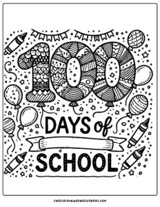 100 Days of School Coloring Pages