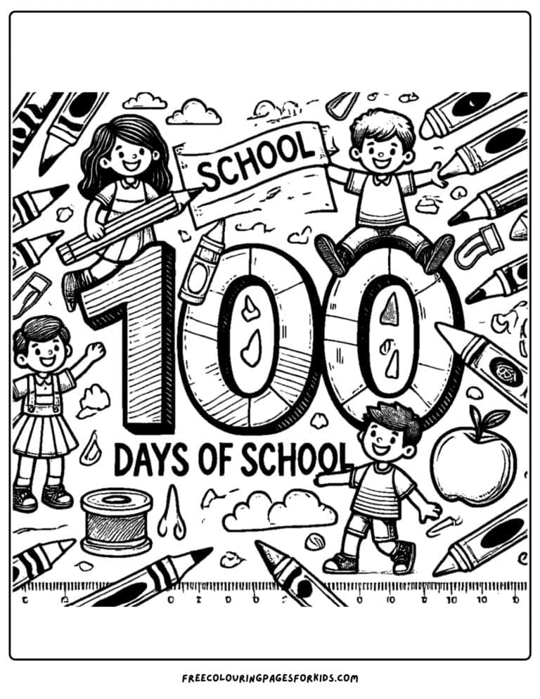 100 Days of School Coloring Pages