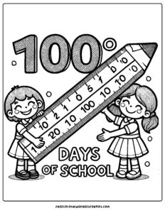100 Days of School Coloring Pages
