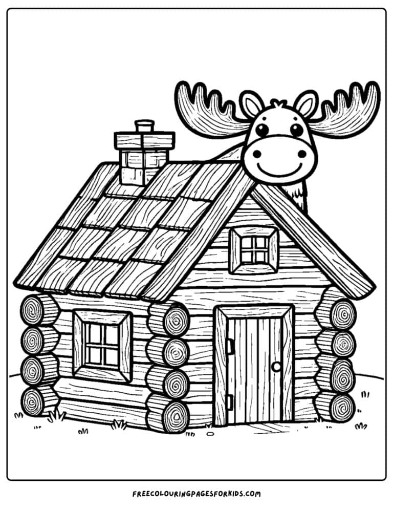 30 Log Cabin Coloring Pages