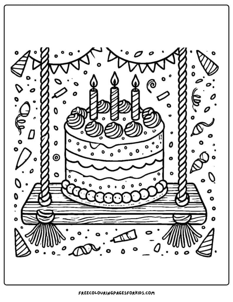 30 Birthday Cake Coloring Pages