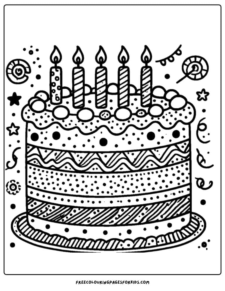 30 Birthday Cake Coloring Pages