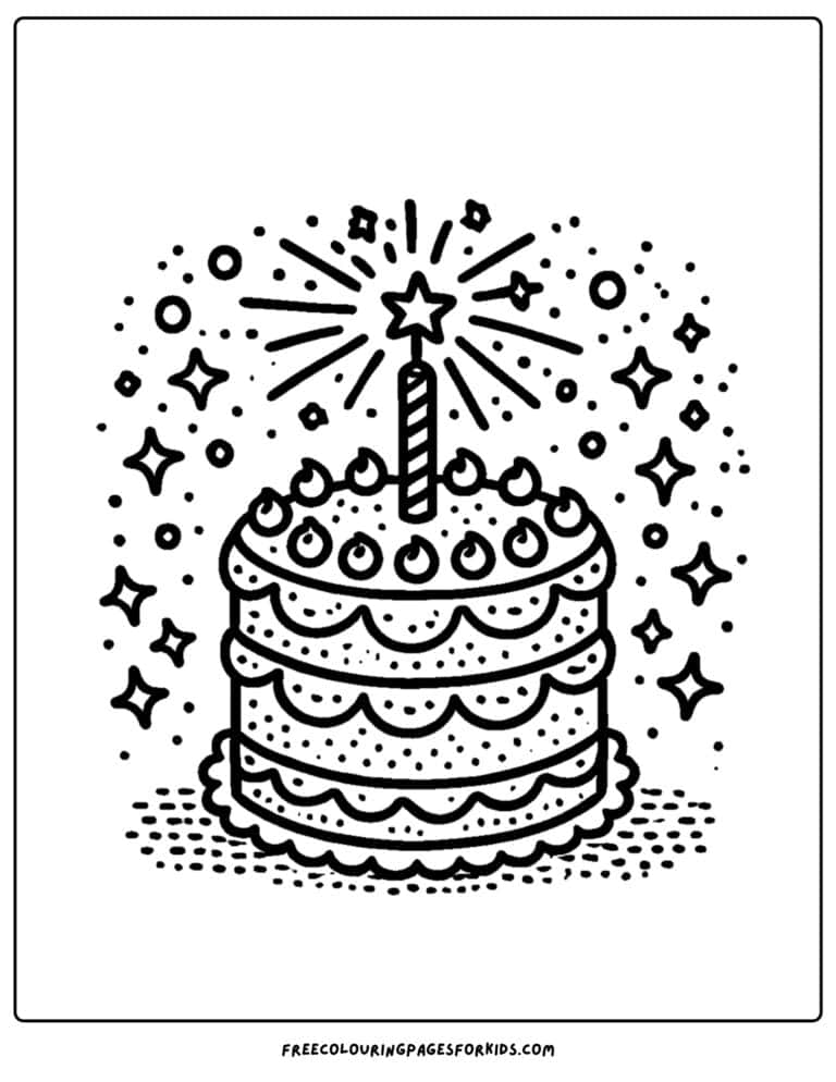 30 Birthday Cake Coloring Pages