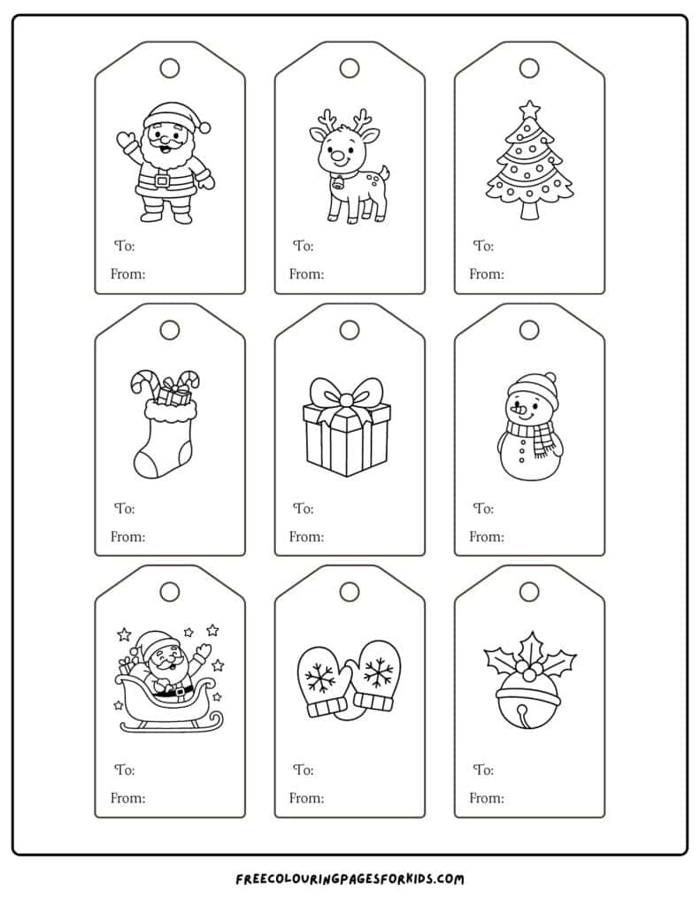 Christmas gift tag coloring page - Coloring Feel