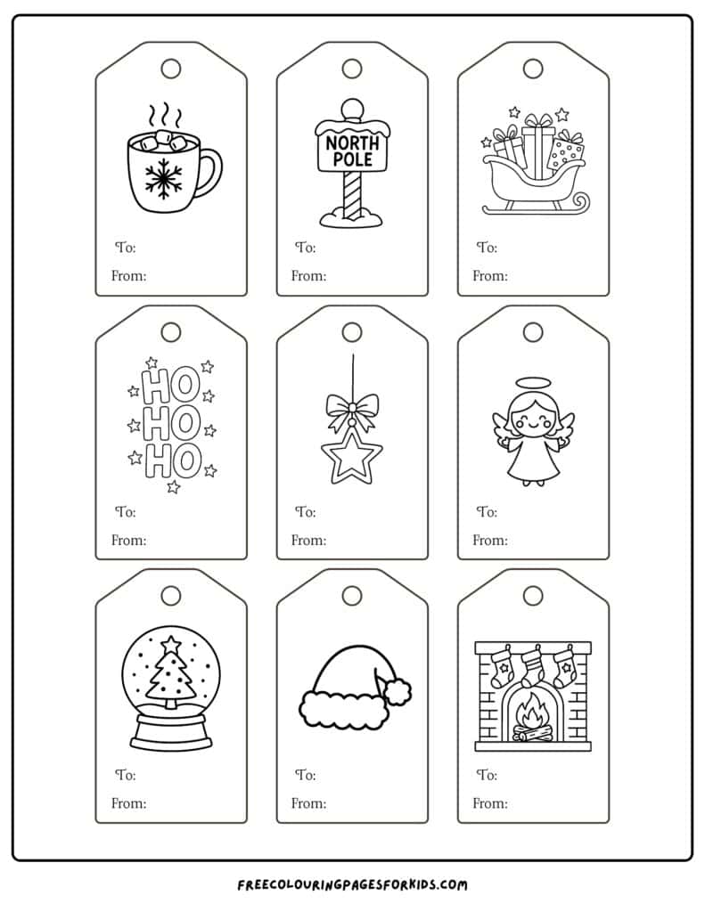 Christmas gift tag coloring page - Coloring Feel