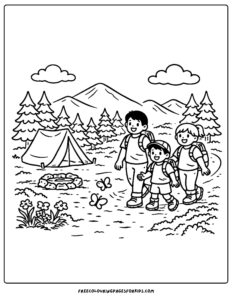 Hiking Coloring Pages